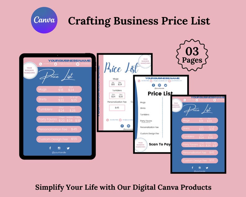 Crafting Business Price List Template: Editable Canva Design (digital ...