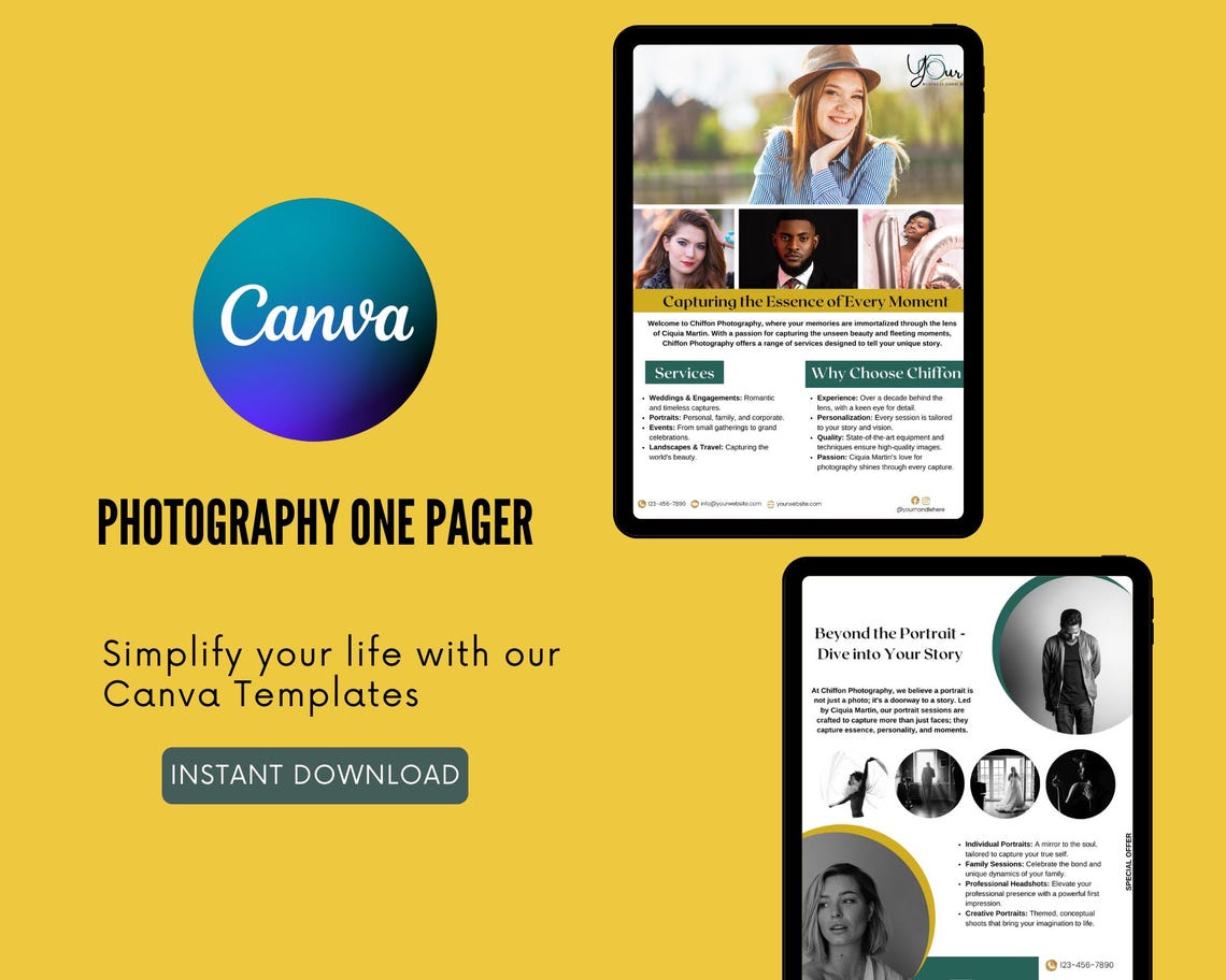 Photography One-pager Template: Canva Media Kit (instant Download) - Etsy