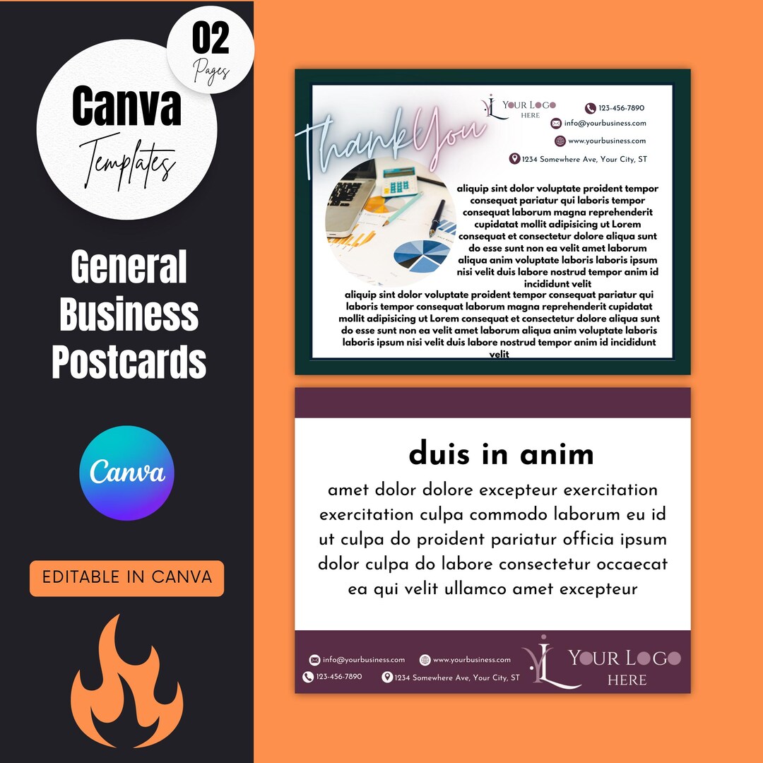 General Business Postcard Flyer Template, Thank You Postcards, Canva ...