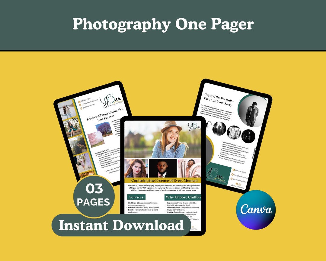 Photography One-pager Template: Canva Media Kit (instant Download) - Etsy