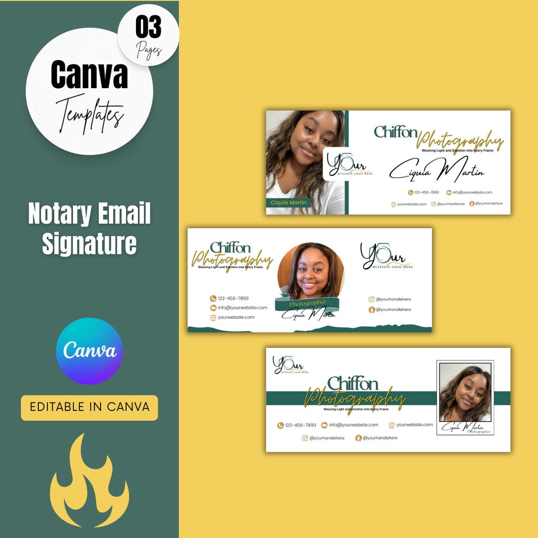 Photography Email Signature Template, Editable Photographer Email ...