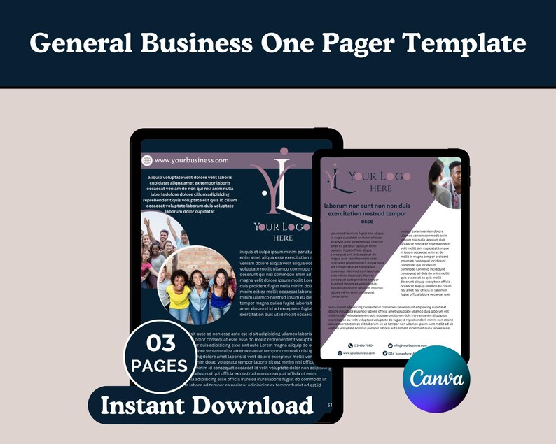 Editable Business One Pager Template: Modern Canva Design (digital ...