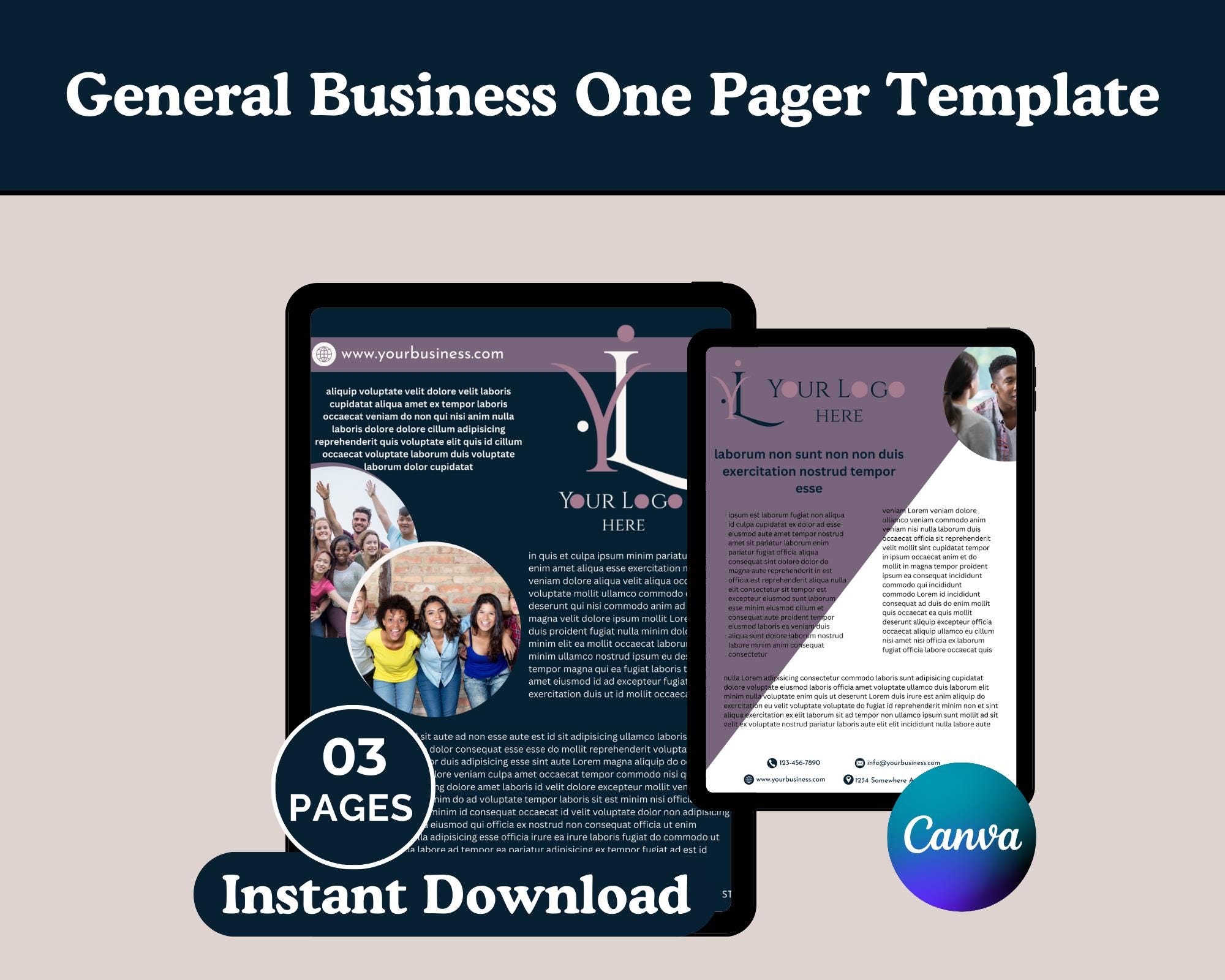 Editable Business One Pager Template: Modern Canva Design (digital ...
