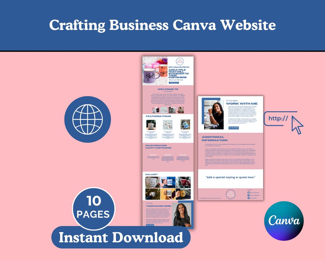 Craft Website Template, One Page Website Template, Canva Editable ...