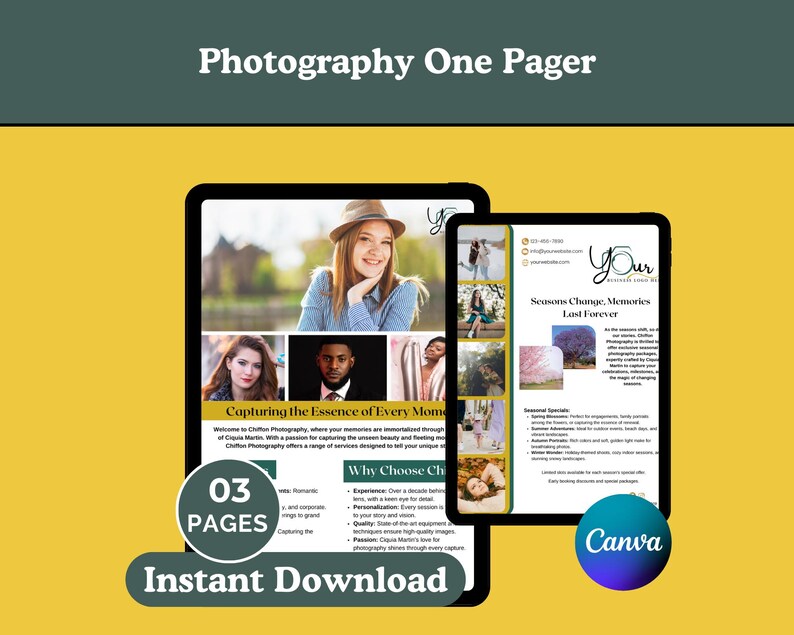 Photography One-pager Template: Canva Media Kit (instant Download) - Etsy