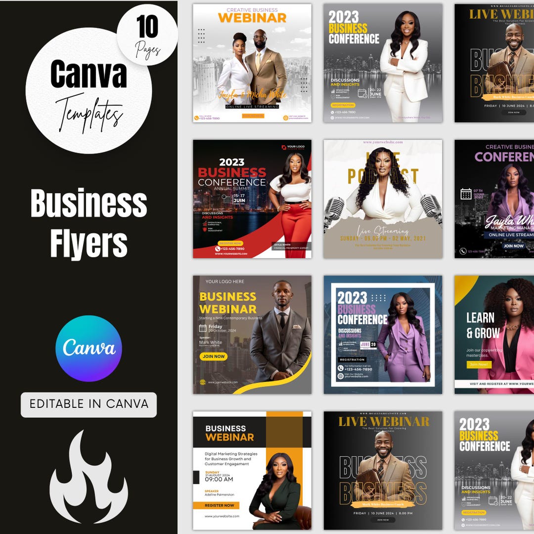 Editable Business Flyers Template: Canva Marketing Flyer (digital ...