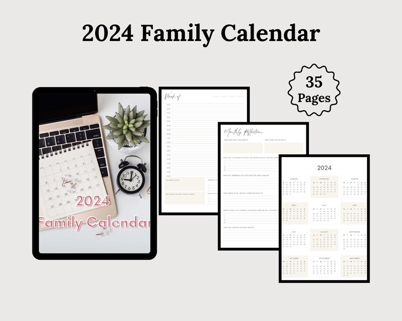Digital Family Calendar: Printable Monthly Planner (digital Download ...