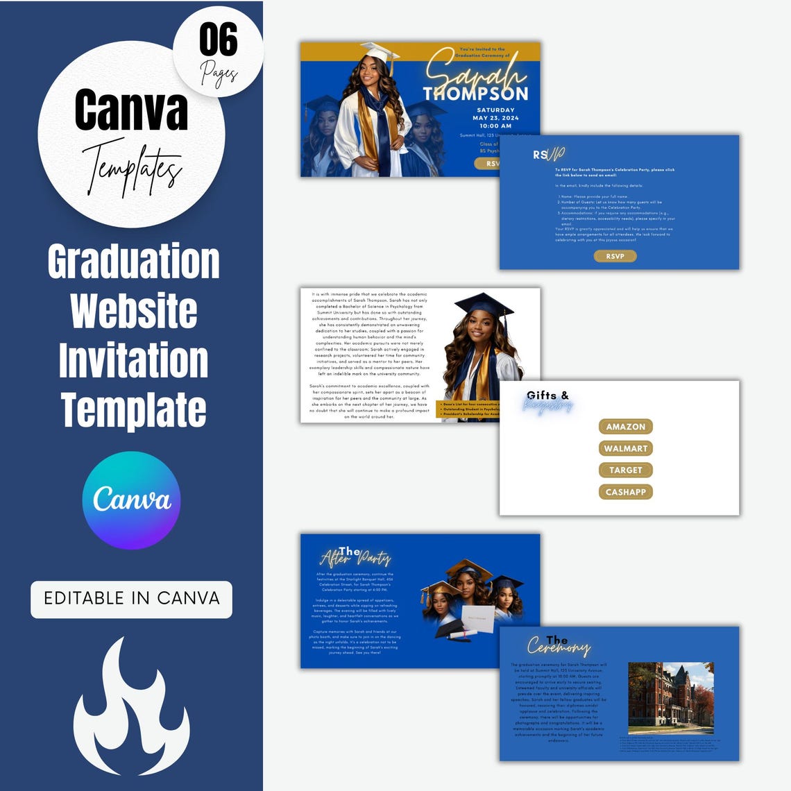 Graduation Website Template, Graduation Invitation Template, Canva ...