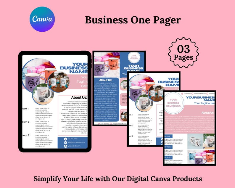 Craft Business One Pager Template: Modern Canva Website (digital ...