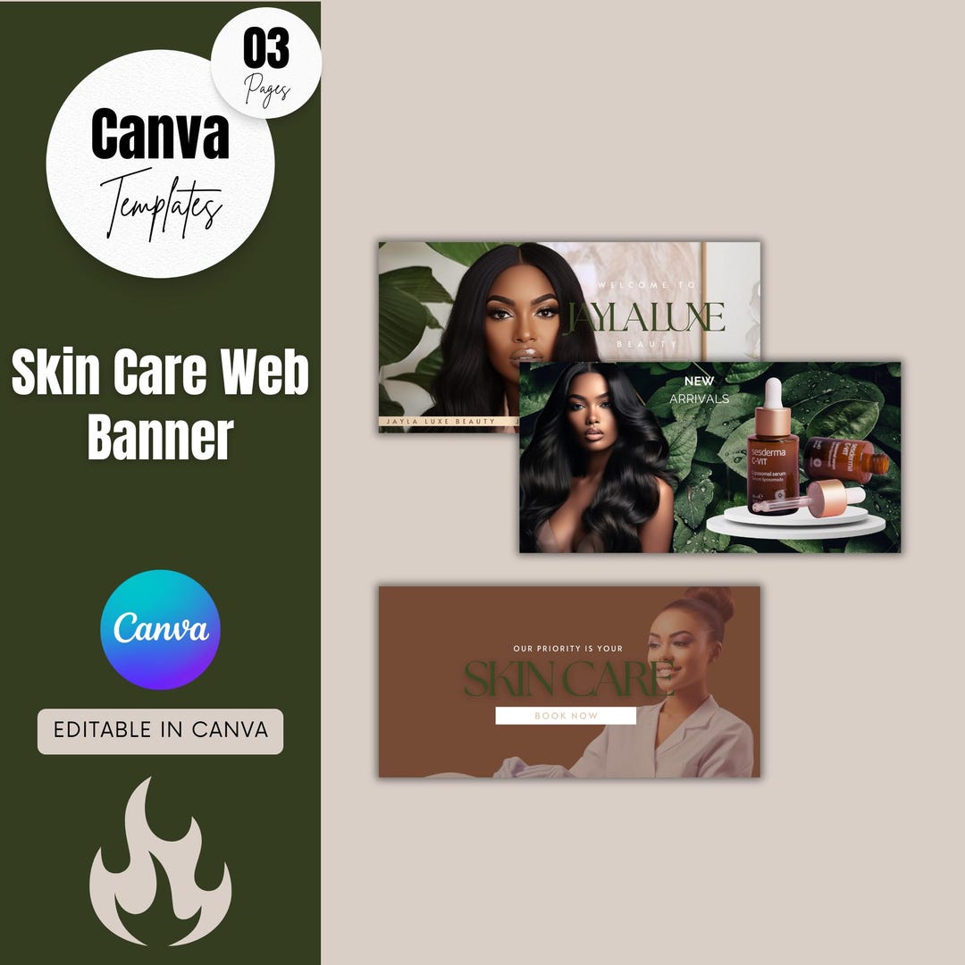 Skin Care Banner Template, Editable Website Banner, Digital Banner ...