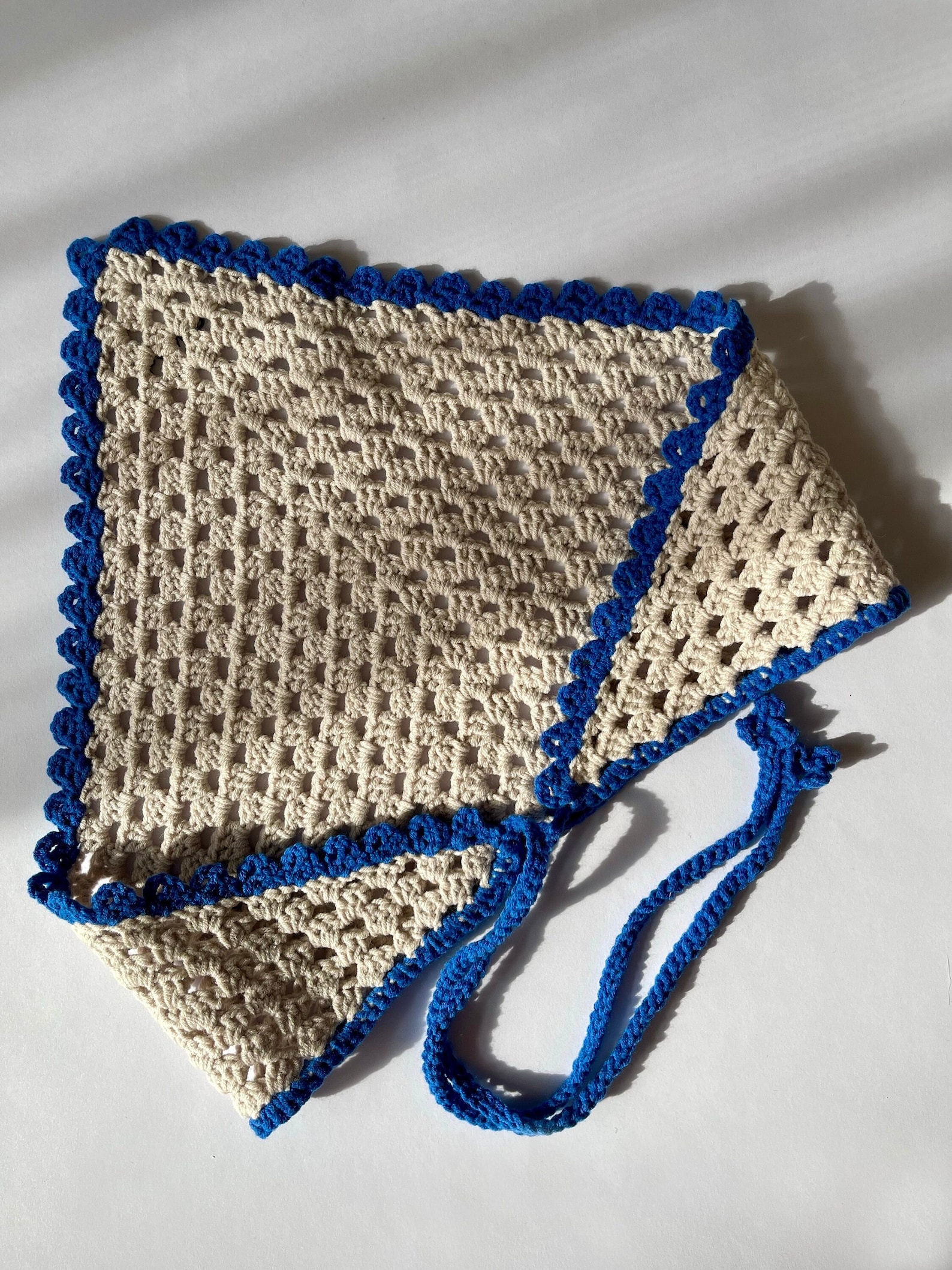 Cottage Core Crochet Bandana, Boho Head Covering, Vintage Style Bandana ...
