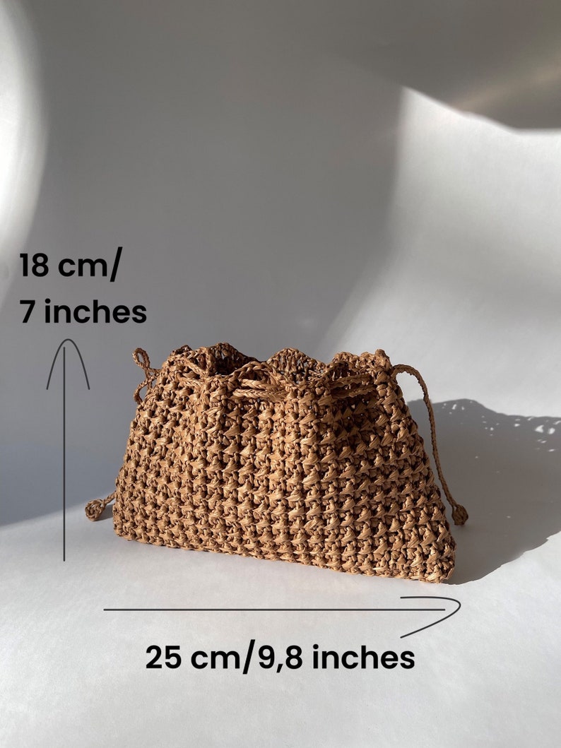 Hand Knitted Raffia Pouch Bag, Black Crochet Mini Summer Bag, Custom Mothers Day Gift, Elegant ...