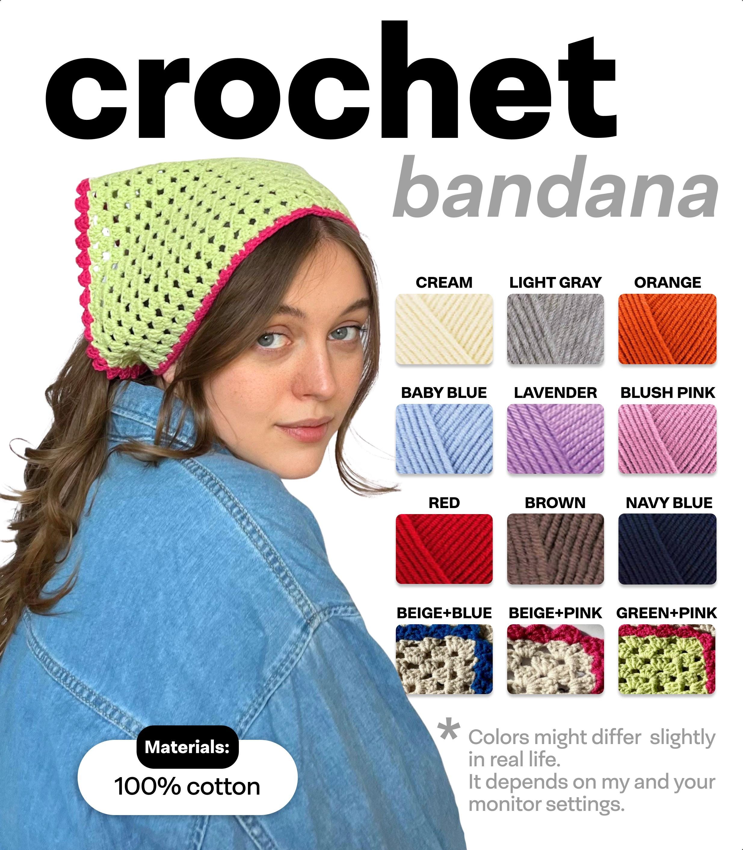 Cottage Core Crochet Bandana, Boho Head Covering, Vintage Style Bandana ...