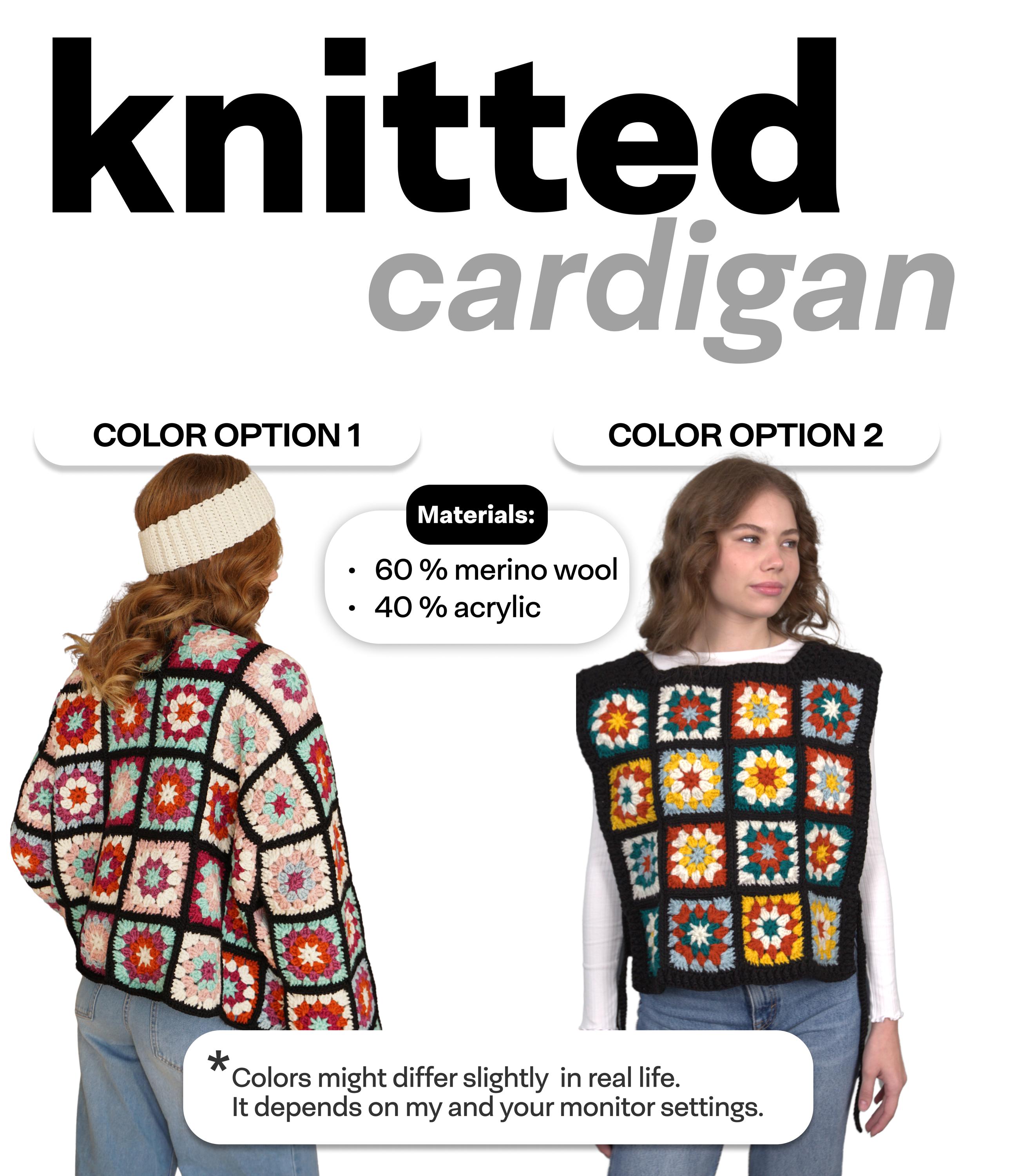 Сrochet Granny Square Vest, Knitted Patchwork Sweater, Cottage Core ...