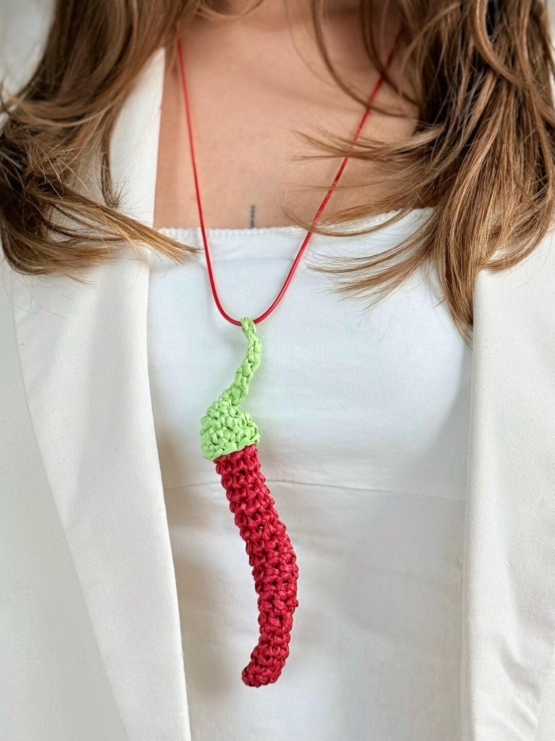Red Chili Pepper Bag Charm, Handmade Crochet Chili Knit Keychain Bag ...