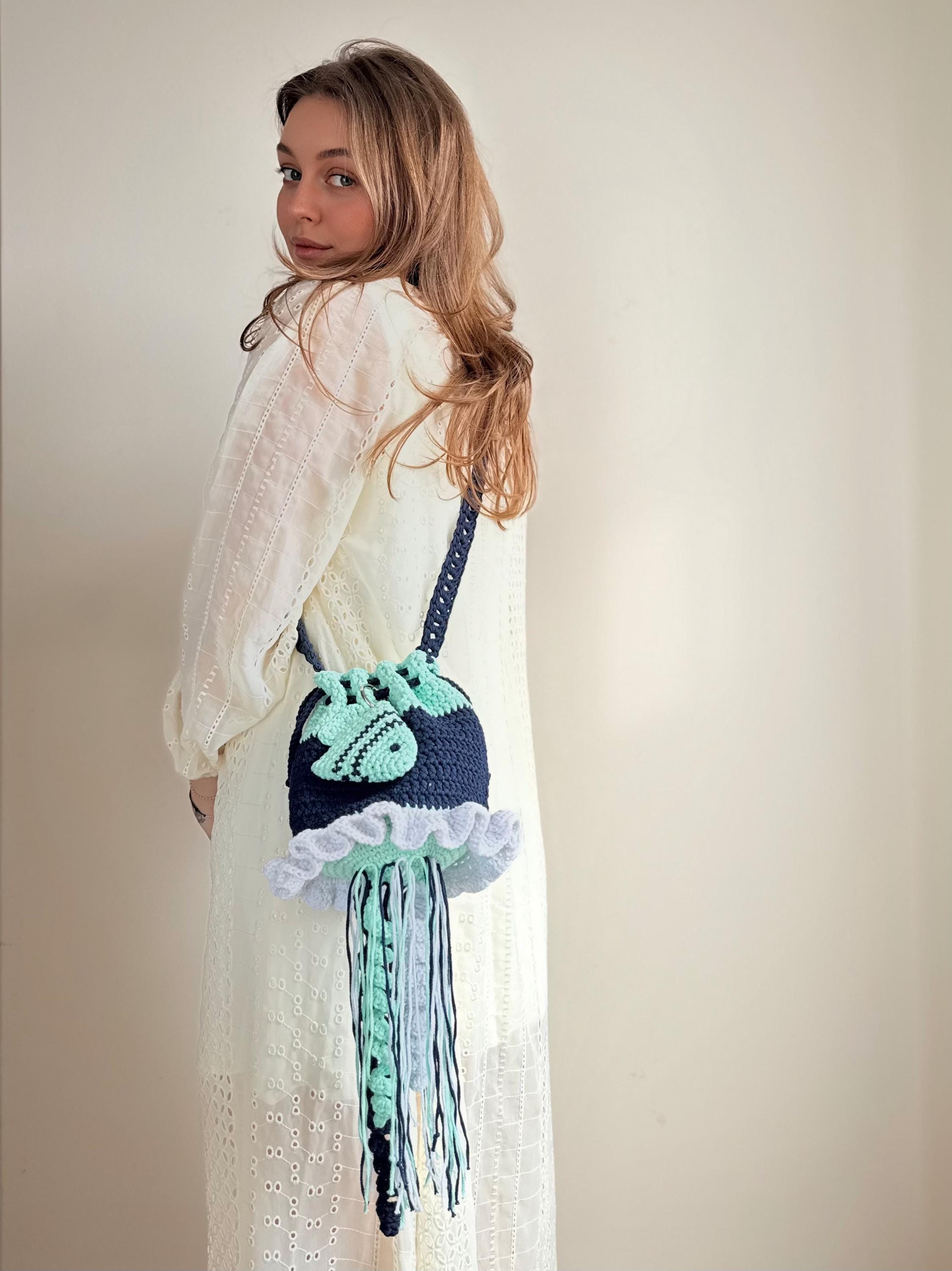 Summer Jellyfish Crossbody Pouch, Blue Funny Handbag, Sea Style ...