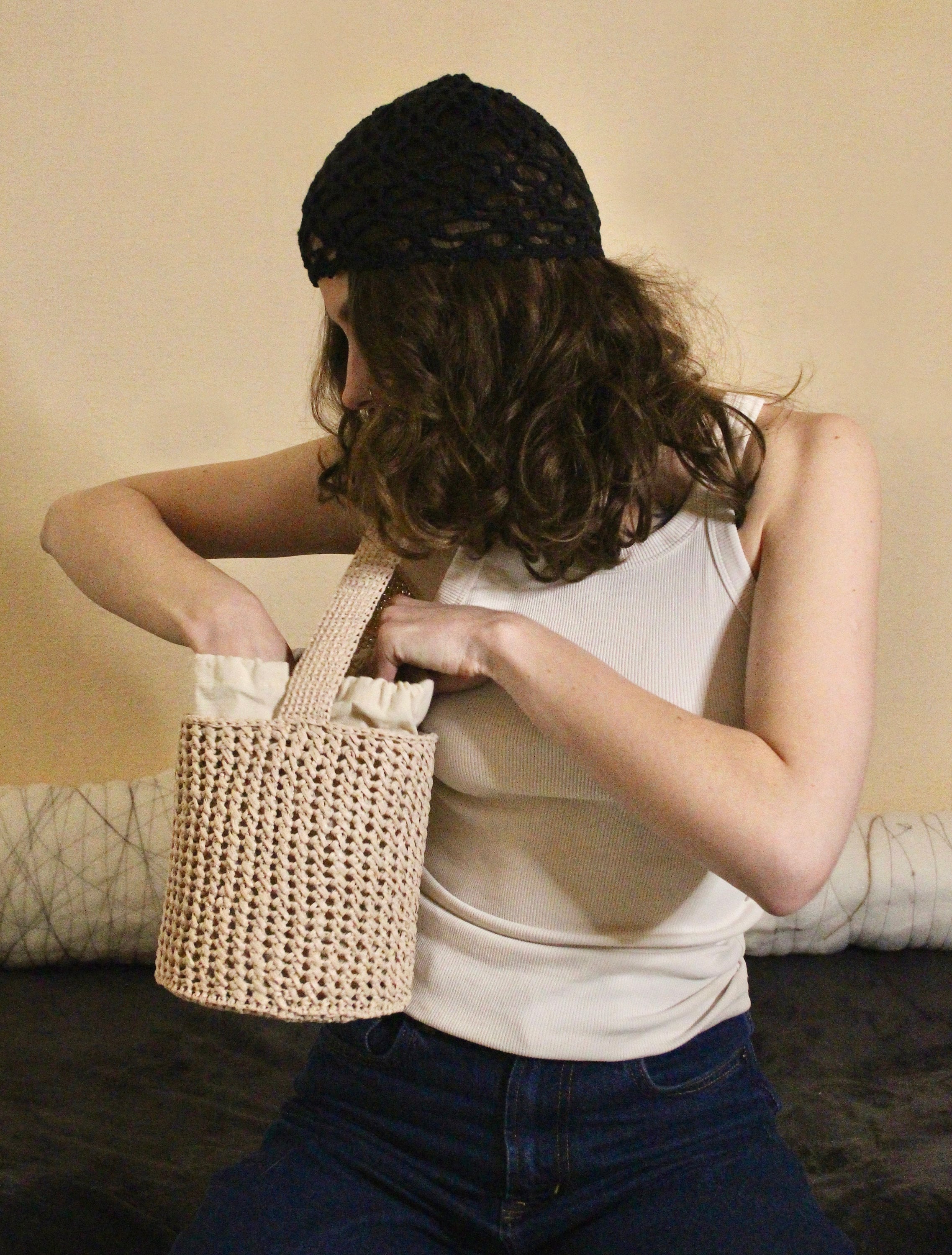 Raffia Basket Bag, Raffia Bag, Handmade Bag, Crochet Bag, Basket Bag ...