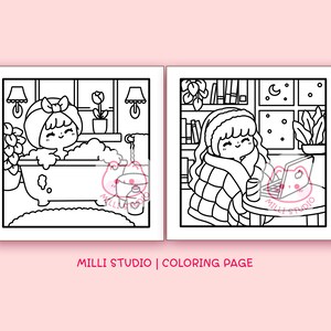Kawaii Cozy Girly Coloring Pages Printable, Bold and Easy Girl Moments ...