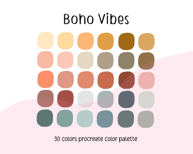 Bright Boho Procreate Color Palette | 30 Color Swatches (digital ...