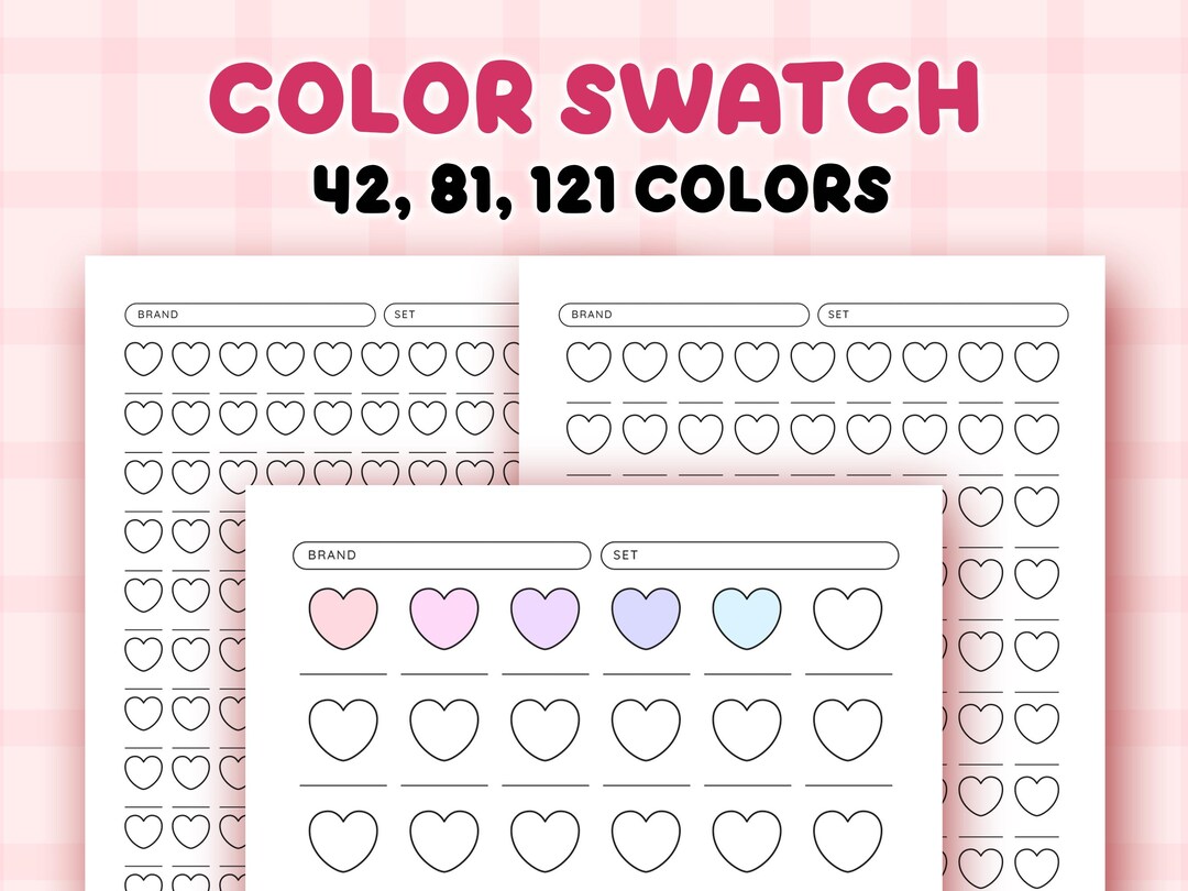 Heart Color Swatch Chart Printable, Blank Color Swatches Sheets PDF ...