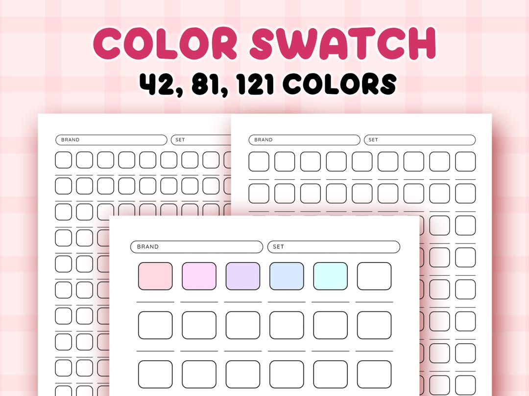 Color Swatch Chart Printable, Blank Color Swatches Sheets PDF, Alcohol ...