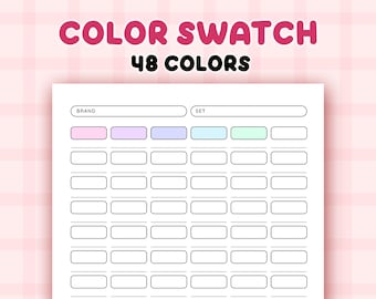Color Swatch Chart Printable, Blank Color Swatches Sheets PDF, Alcohol ...