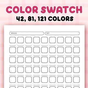 Color Swatch Chart Printable, Blank Color Swatches Sheets PDF, Alcohol ...
