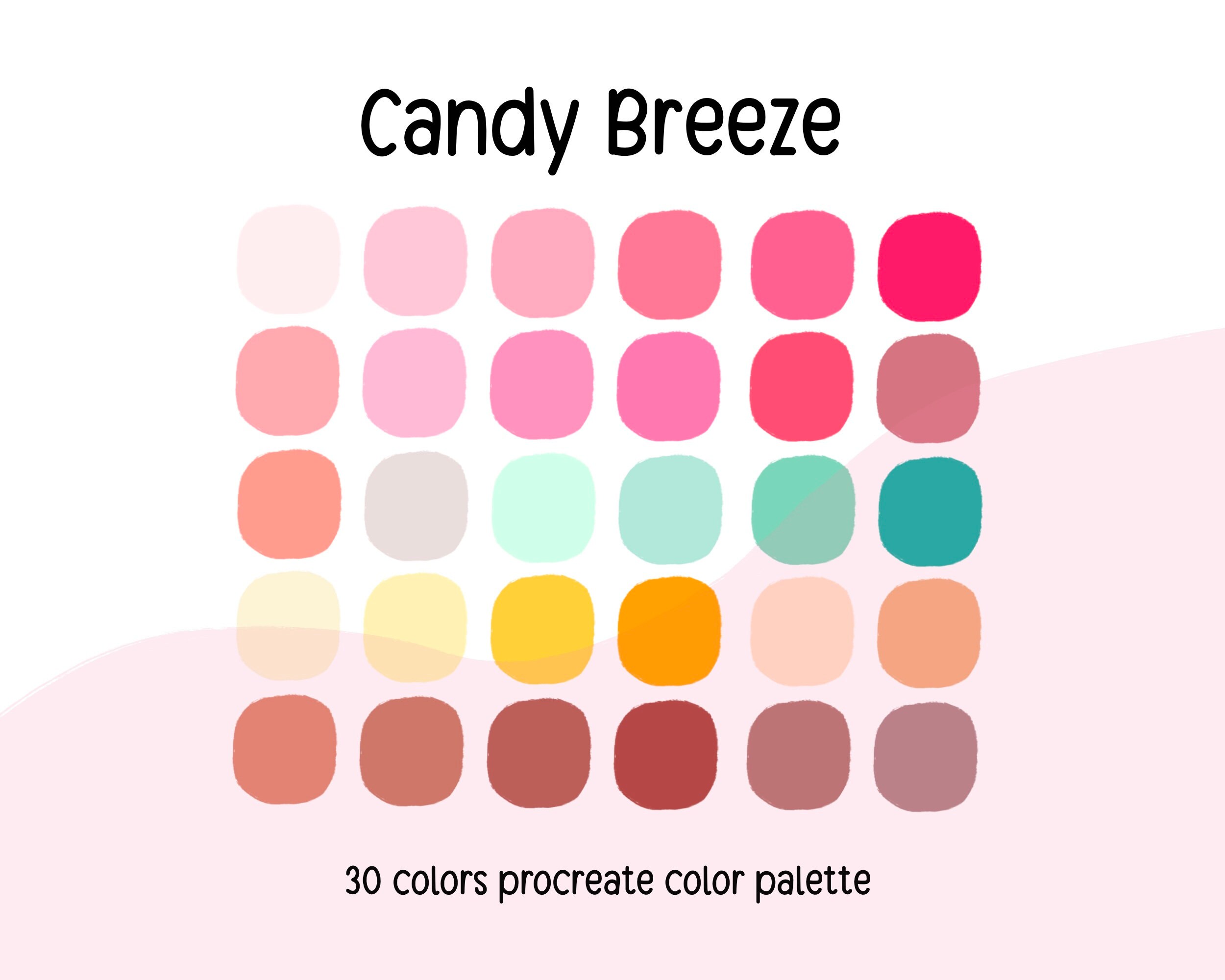 Candy Breeze Aesthetic Color Palette Procreate Palette Swatches Kawaii