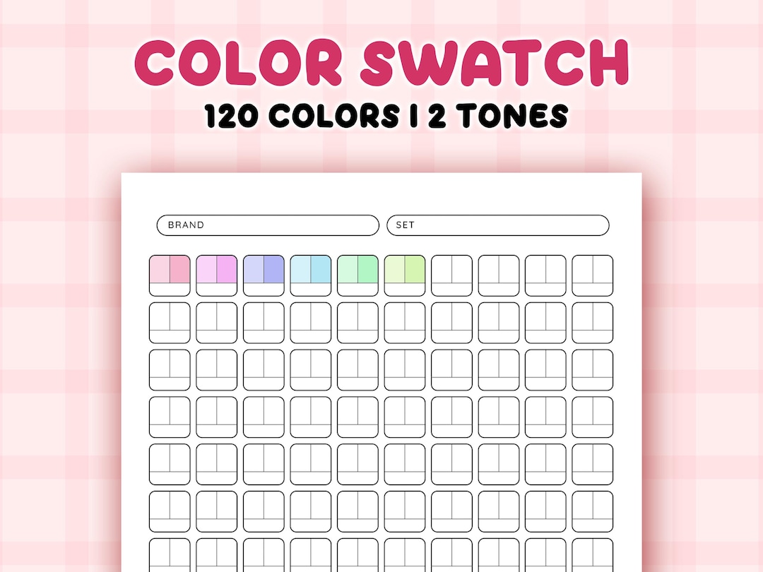 Color Swatch Chart Printable, Blank Color Swatches Sheets PDF, Alcohol ...