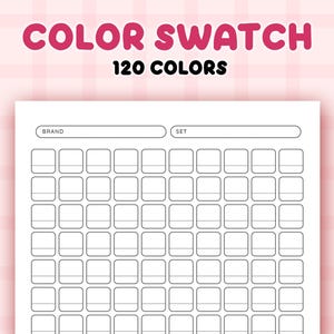 Color Swatch Chart Printable, Blank Color Swatches Sheets PDF, Alcohol ...