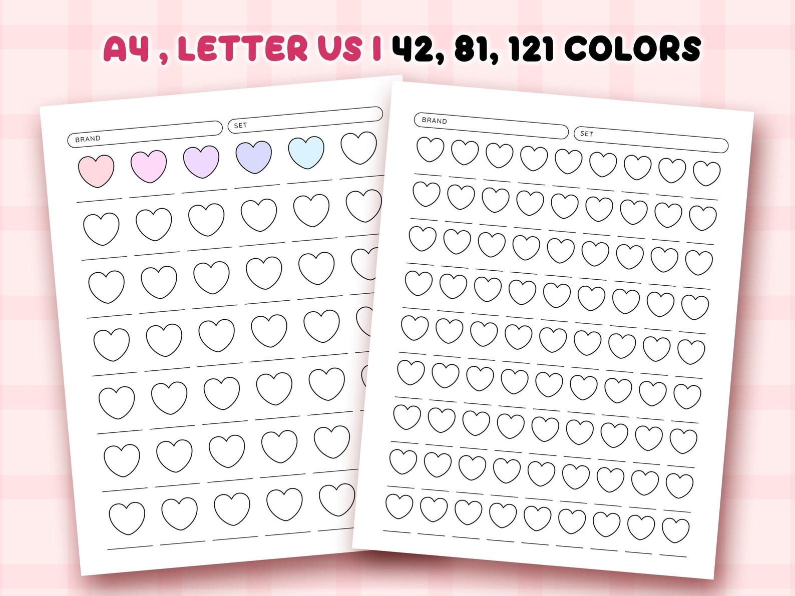 Heart Color Swatch Chart Printable, Blank Color Swatches Sheets PDF ...