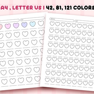 Heart Color Swatch Chart Printable, Blank Color Swatches Sheets PDF ...