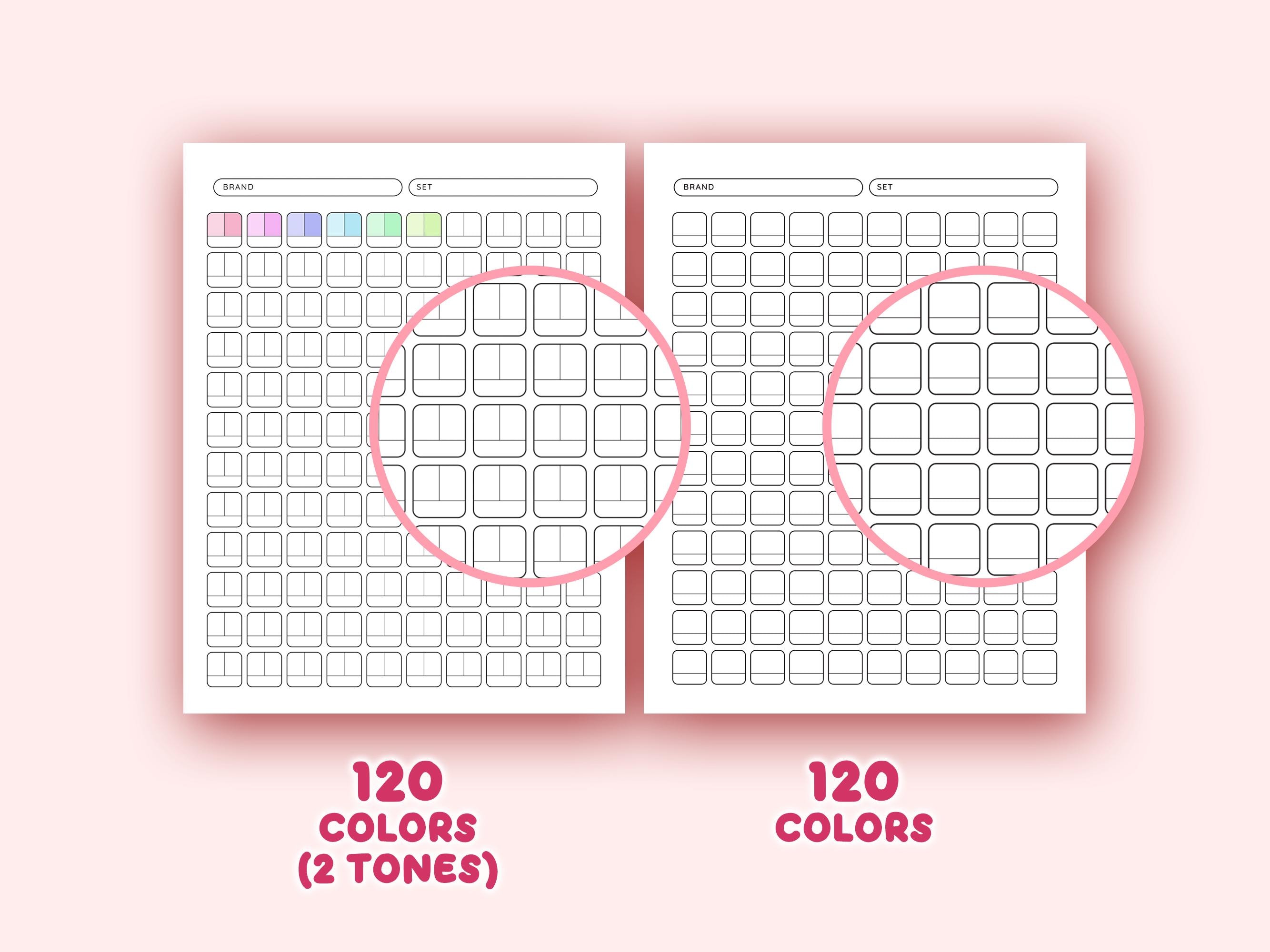 Color Swatch Chart Printable, Blank Color Swatches Sheets PDF, Alcohol ...