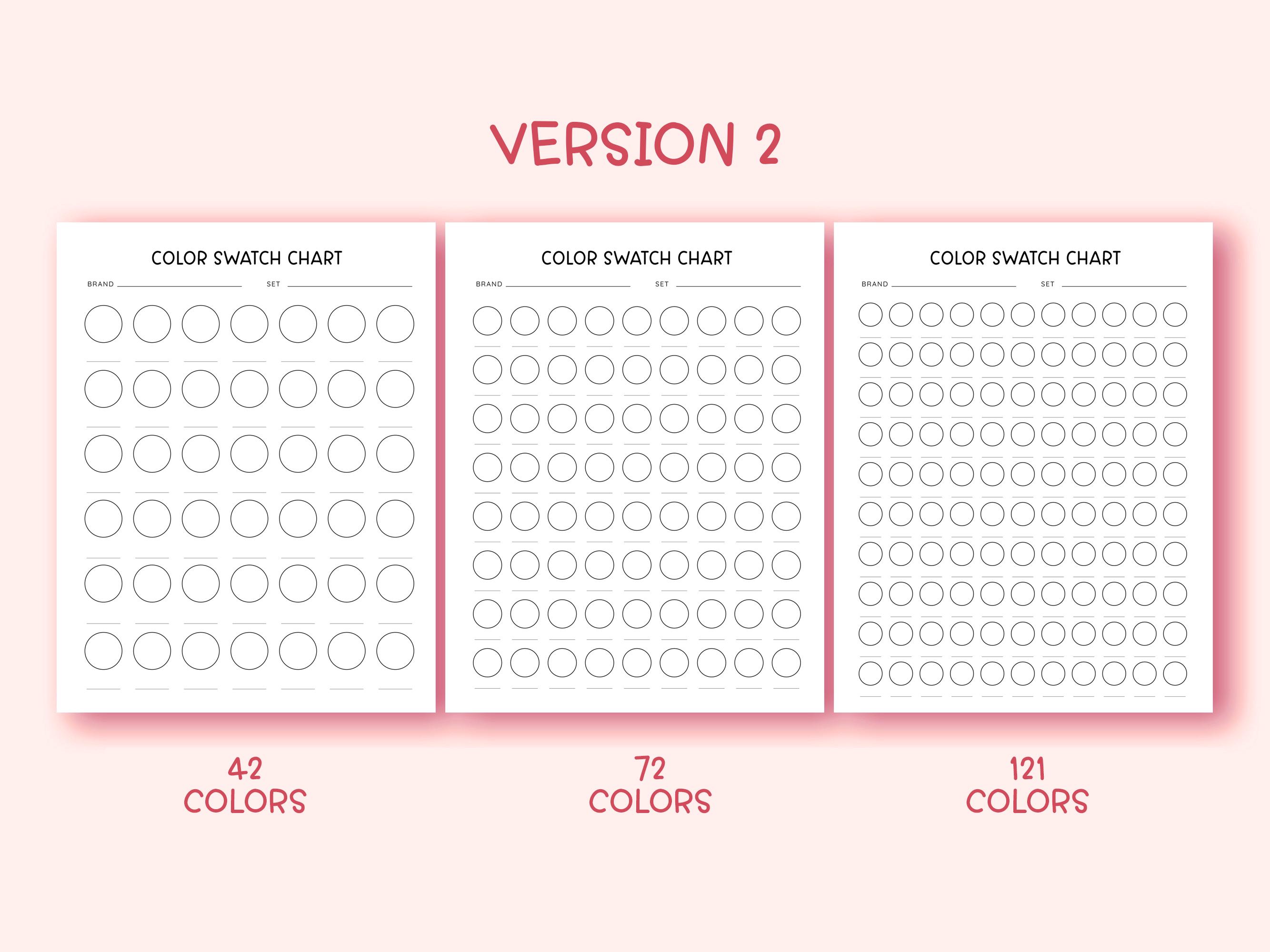 Cute Color Swatch Chart Printable, Kawaii Color Swatches Sheets PDF ...