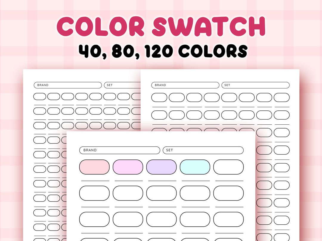 Color Swatch Chart Printable, Blank Color Swatches Sheets PDF, Alcohol ...