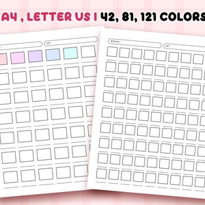 Color Swatch Chart Printable, Blank Color Swatches Sheets PDF, Alcohol ...