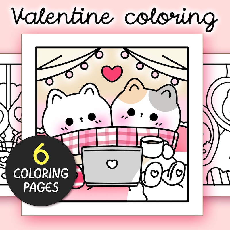 Valentine Coloring Page Cozy - Etsy