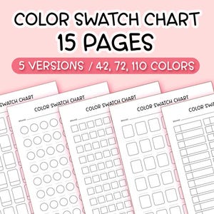 Kawaii Color Swatch Chart, Blank Color Chart Printable, Cute Coloring ...