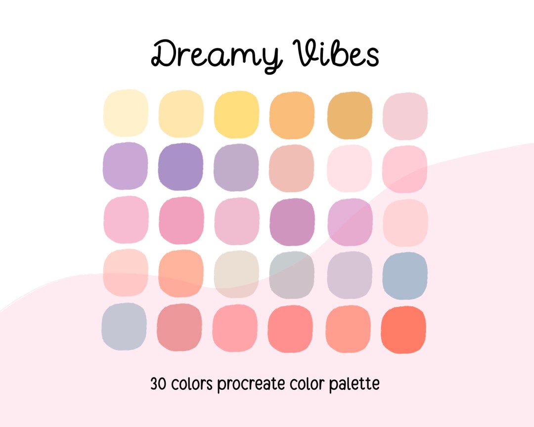 Dreamy Vibes Aesthetic Color Palette Procreate Palette Swatches, Kawaii ...