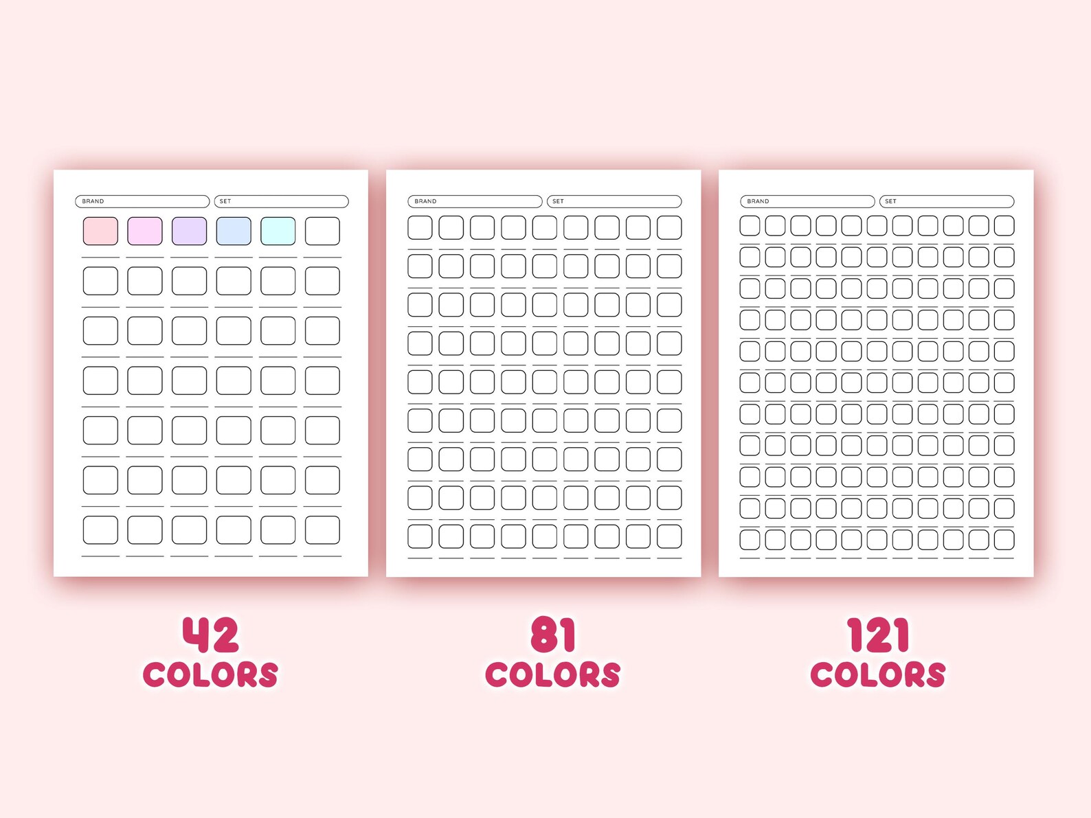 Color Swatch Chart Printable, Blank Color Swatches Sheets PDF, Alcohol ...
