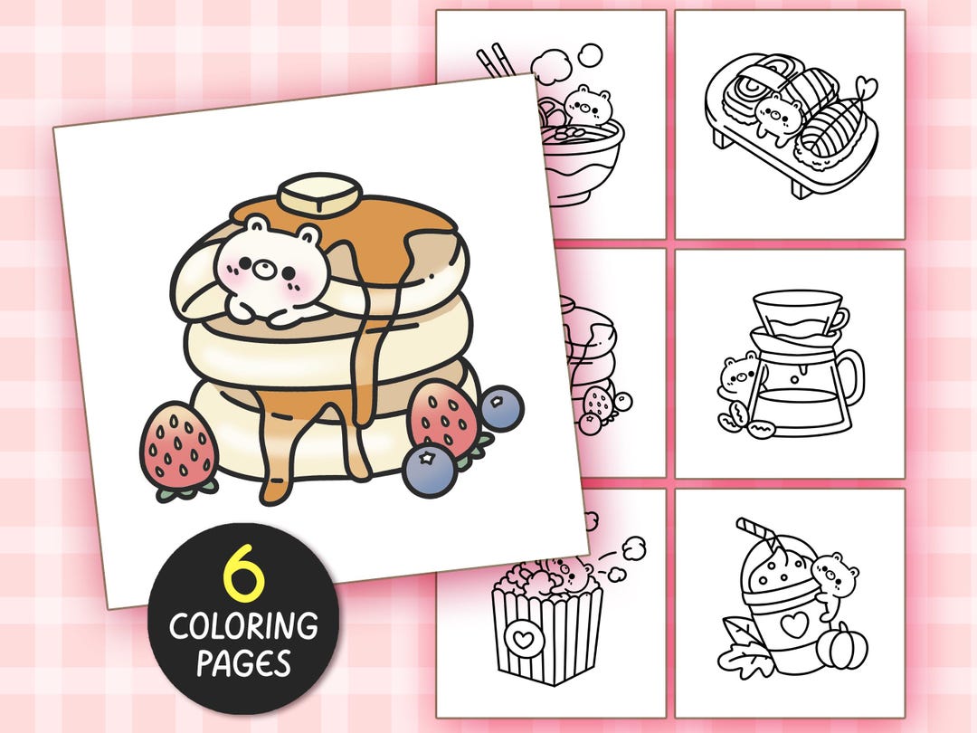 Food & Drink Bold and Easy Coloring Pages for Adults 6 Pages Simple ...