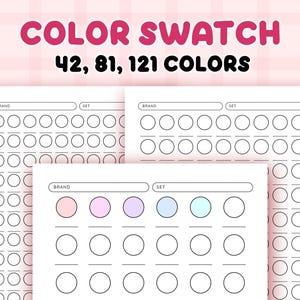 Circle Color Swatch Chart Printable, Blank Color Swatches Sheets PDF ...