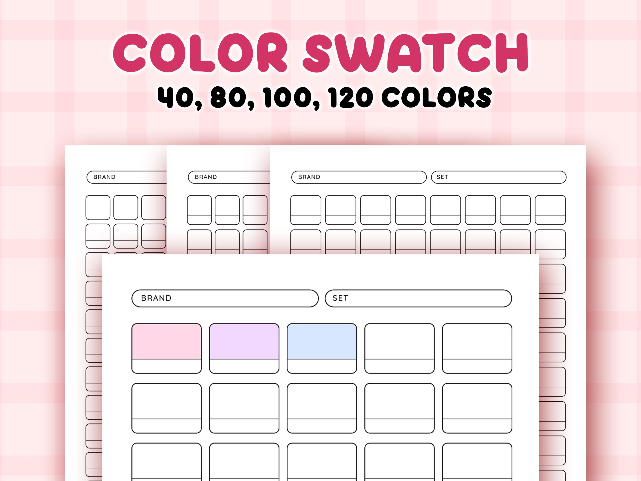 Color Swatch Chart Printable, Blank Color Swatches Sheets PDF, Alcohol ...