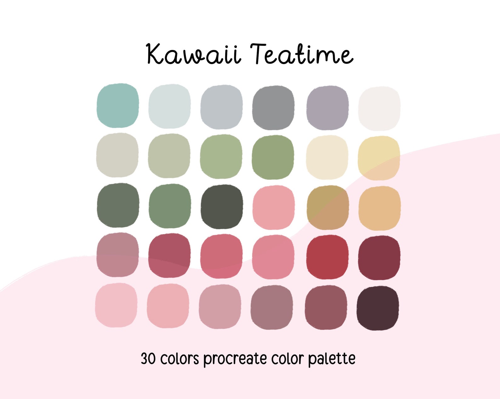 Kawaii Teatime Aesthetic Color Palette Procreate Palette Swatches ...