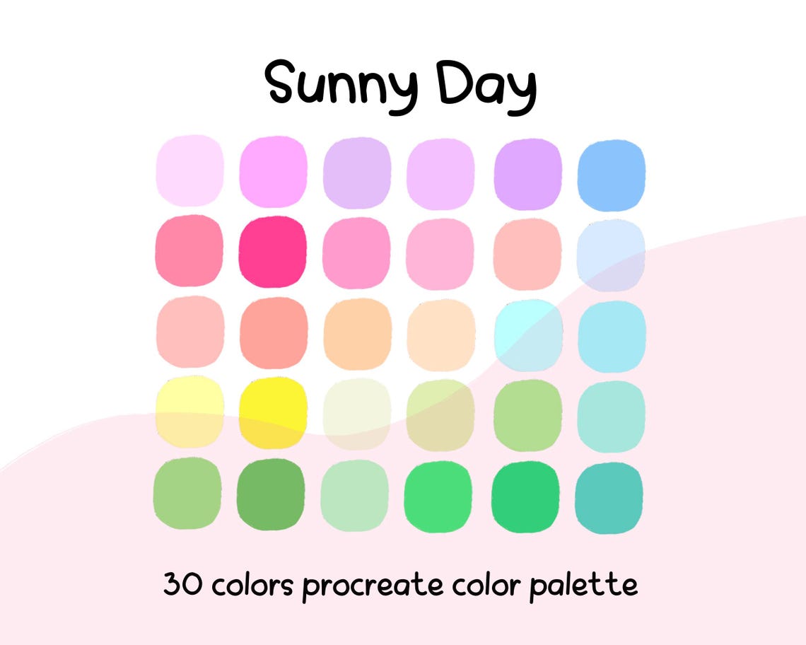 Sunny Day Aesthetic Color Palette Procreate Palette Swatches, Kawaii ...