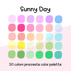 Sunny Day Aesthetic Color Palette Procreate Palette Swatches, Kawaii ...