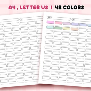 Color Swatch Chart Printable, Blank Color Swatches Sheets PDF, Alcohol ...