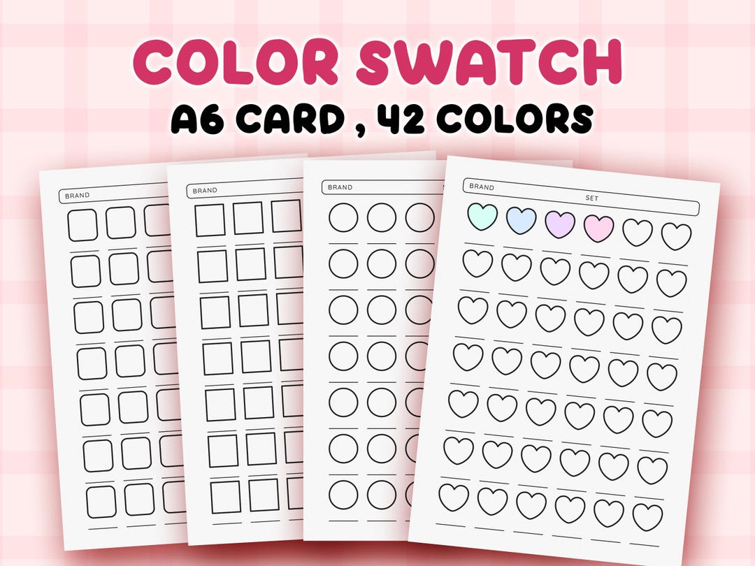 A6 Swatch Card, Color Swatch Chart Printable, Blank Color Swatches ...