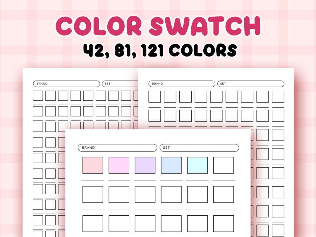 Color Swatch Chart Printable, Blank Color Swatches Sheets PDF, Alcohol ...