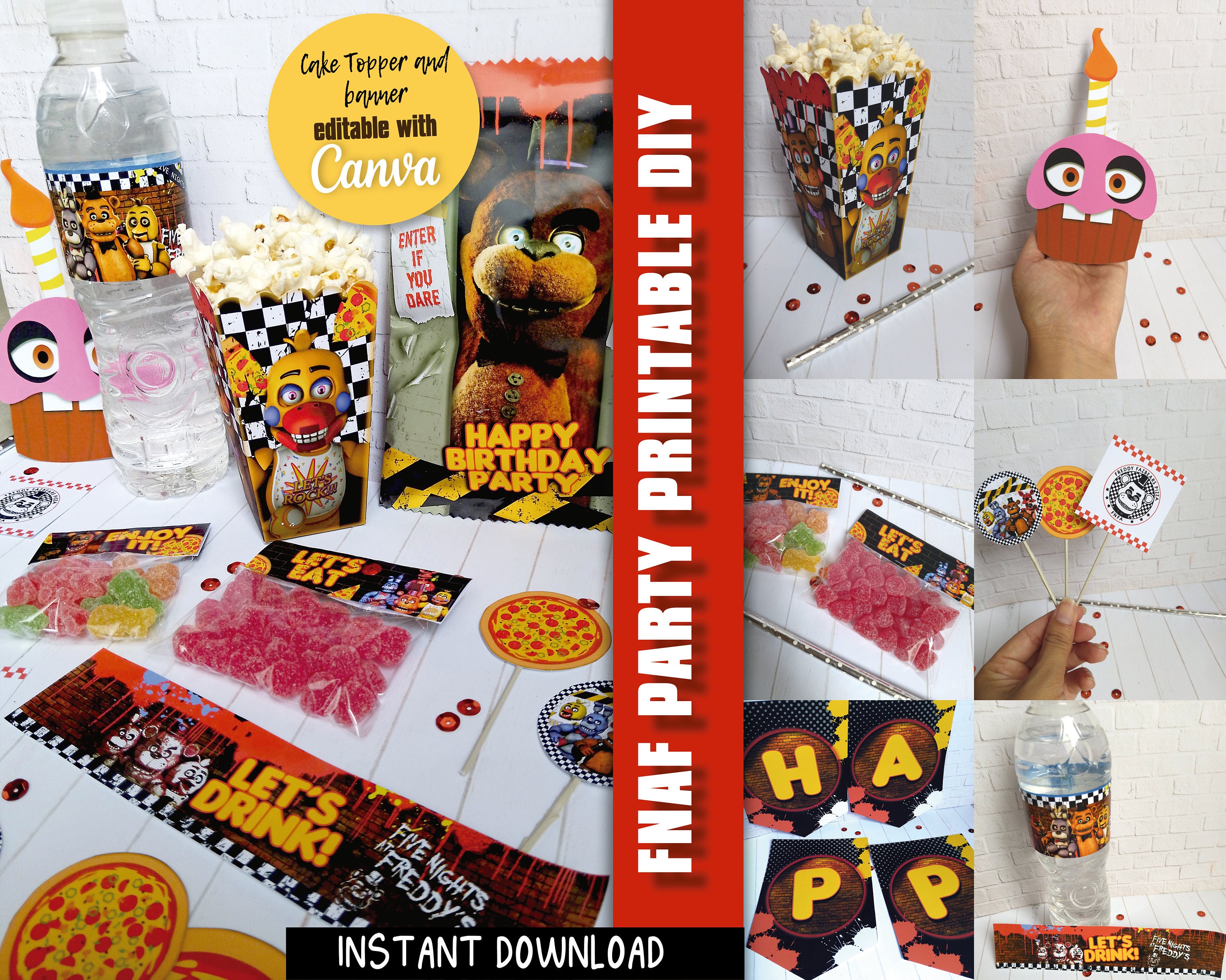 FNFA Five Nights at Freddy's DIY Party Digital Canva Template Printable ...
